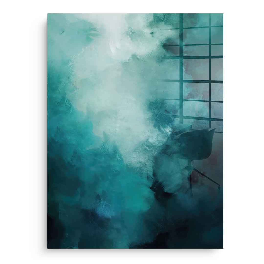 Acrylglasbild misty teal abyss abstrakt Kunstdruck Wandbild