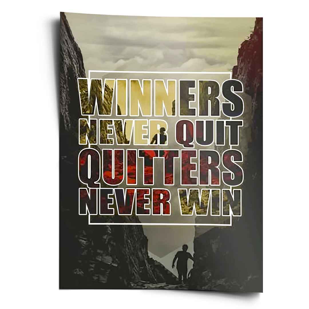 Poster Winners Never Quit Motivation Wall Art art print