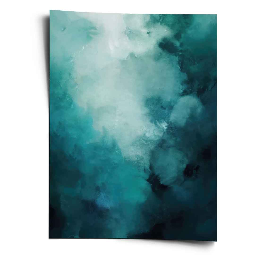 Poster misty teal abyss abstract art print Wall Art