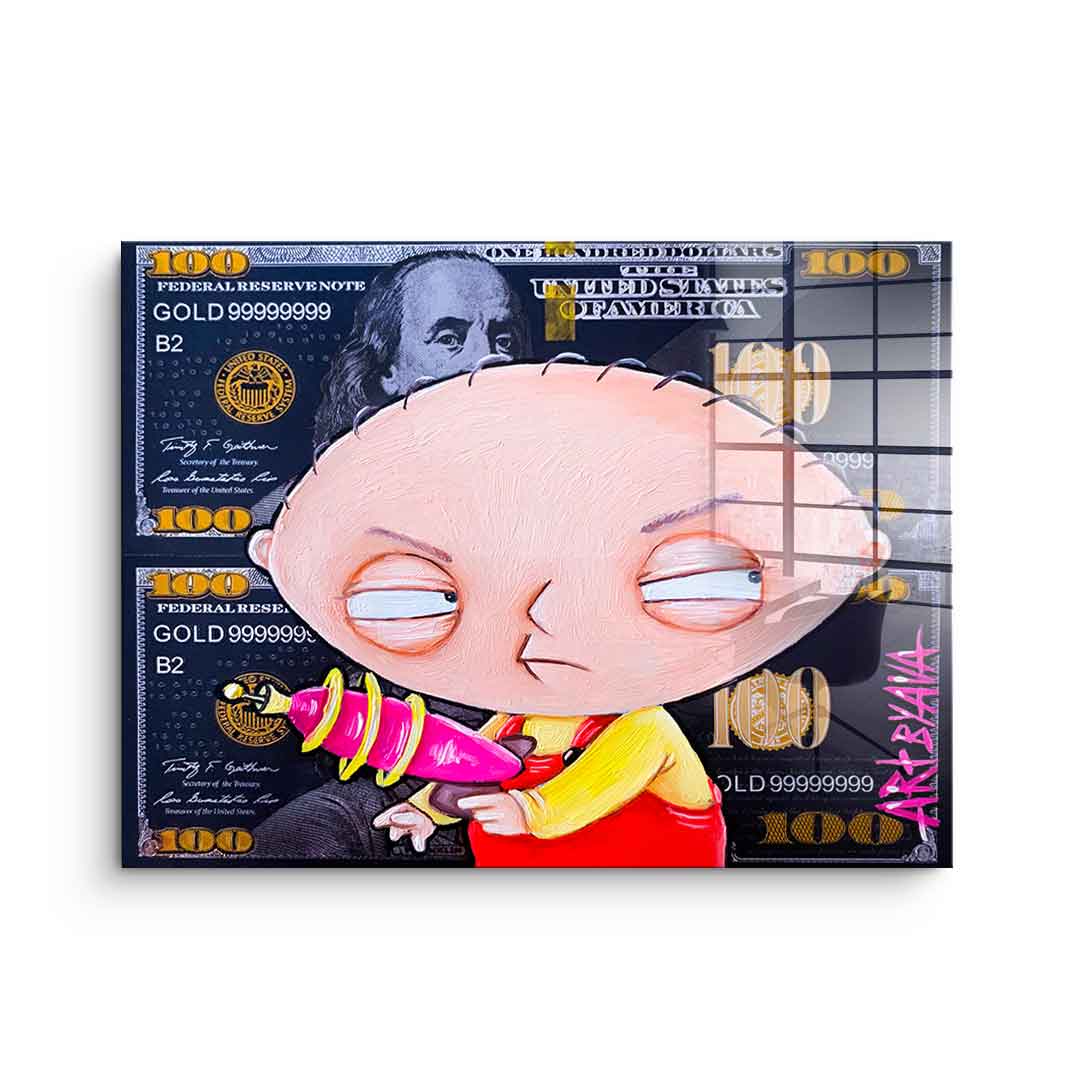 Acrylic Glass Art Angry Stewie Griffin Family Guy Comic Cartoon Money money