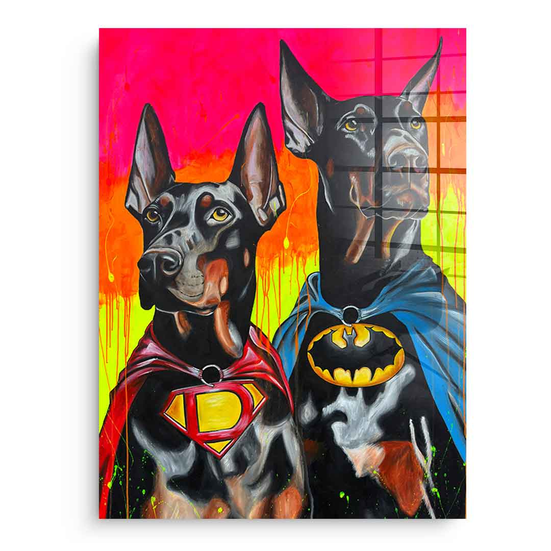 Acrylic Glass Art Night Fighter Superman Hero Dogs Comic Pop Art Print ...