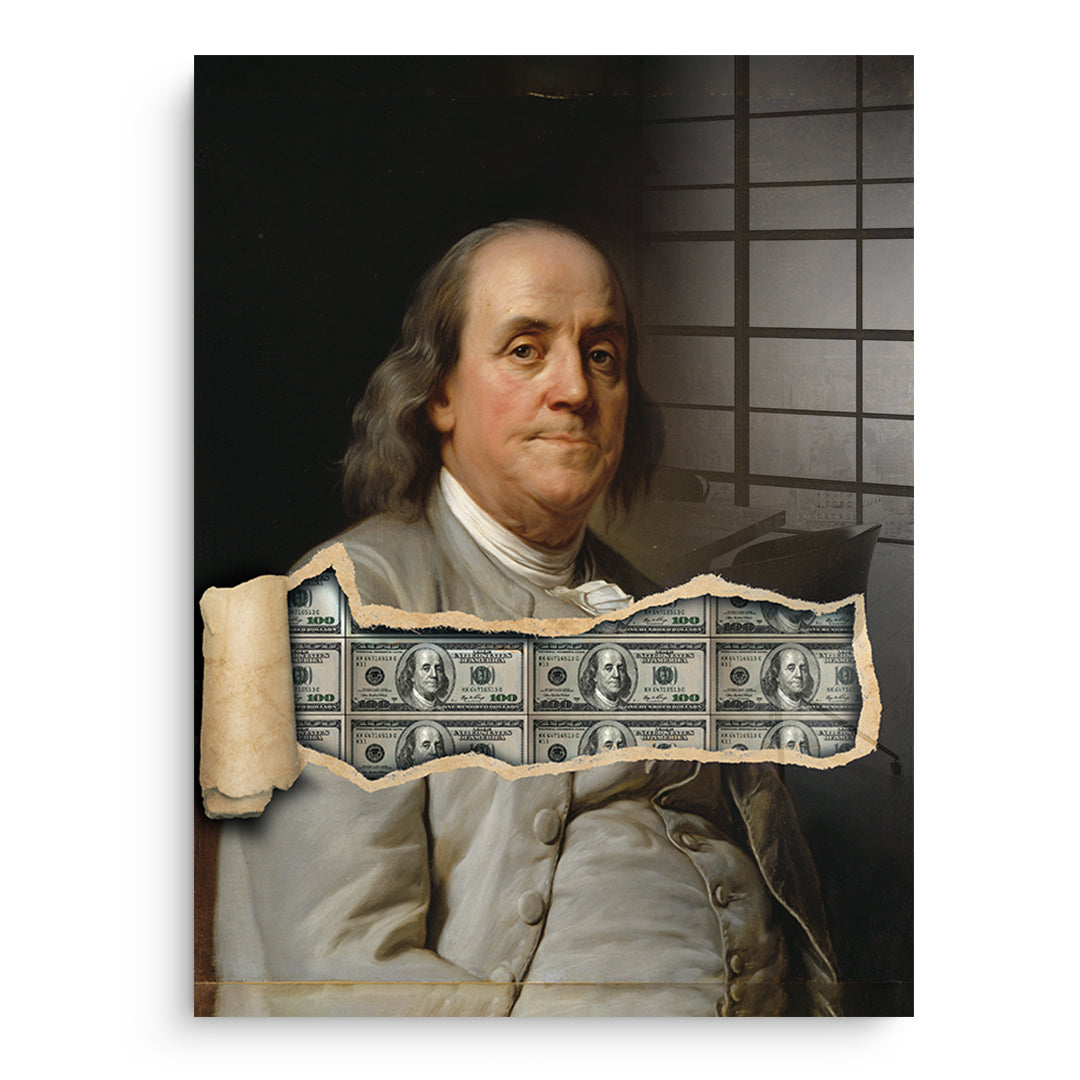 Acrylglasbild Benjamin's Money Wandbild Kunstdruck – DOTCOMCANVAS®