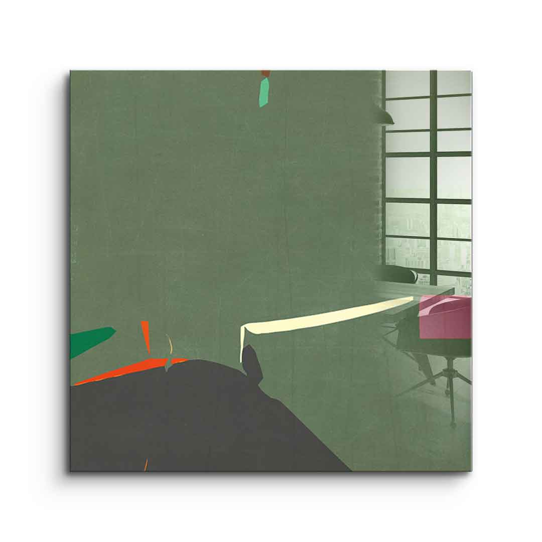 Acrylic Glass Art Cellist green modern abstract art print Wall Art