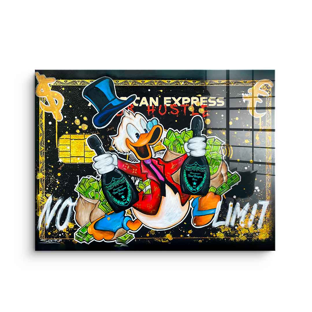 Acrylglasbild Dagobert Duck American Express No Limit comic Pop Art