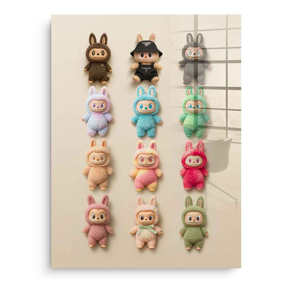 Acrylic Glass Art Flat Labubu Collection Art Print Wall Art