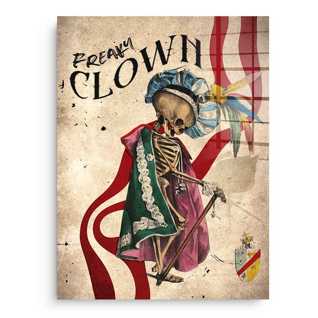 Acrylic Glass Art Freaky clown skeleton vintage Wall Art art print