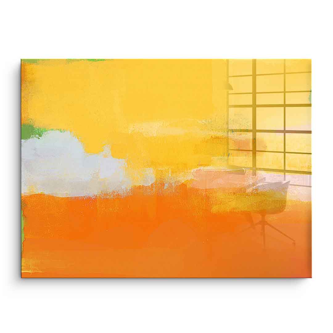 Acrylglasbild orange gelb moderne abstrakte Kunst Druck Wandbild