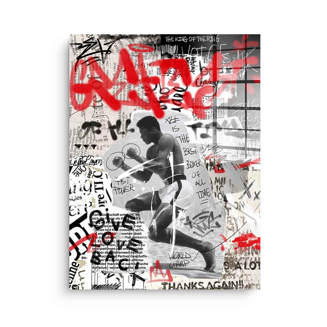 Acrylglasbild Muhammad Ali Boxer Porträt street art Pop Art collage ...