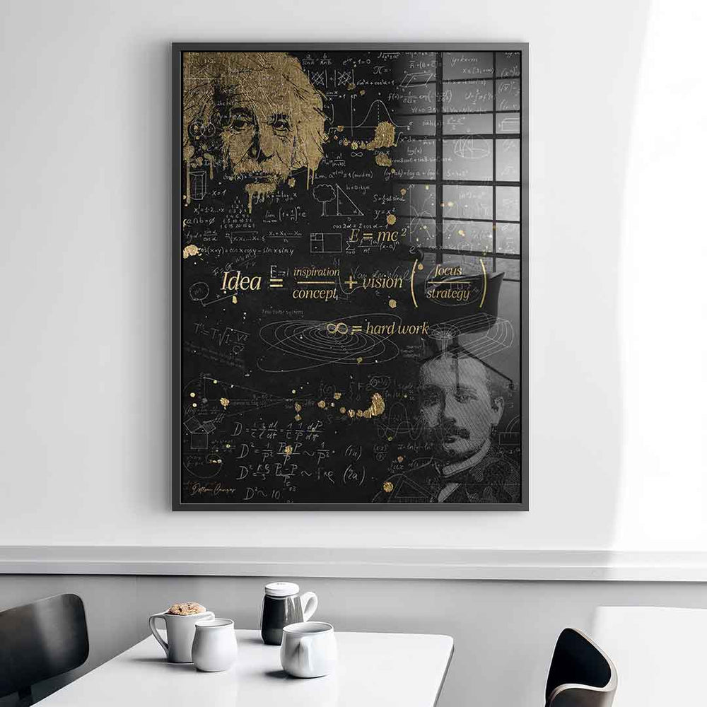 Blattgoldbild Albert Einstein Idee Motivation Formel Zeichnung Porträt