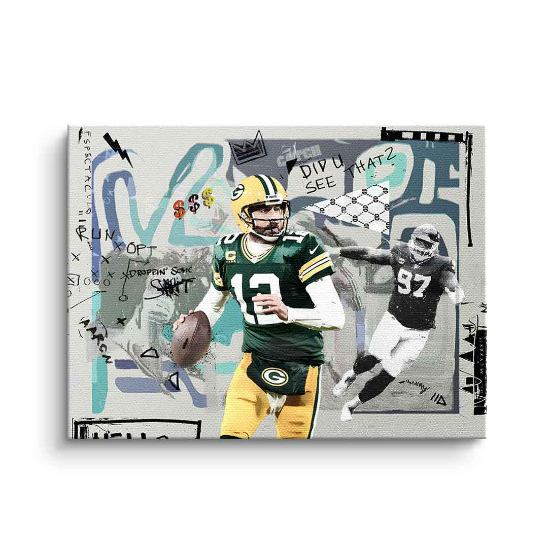 Canvas Art Aaron Rodgers 12 Quarterback NFL Green Bay Packers