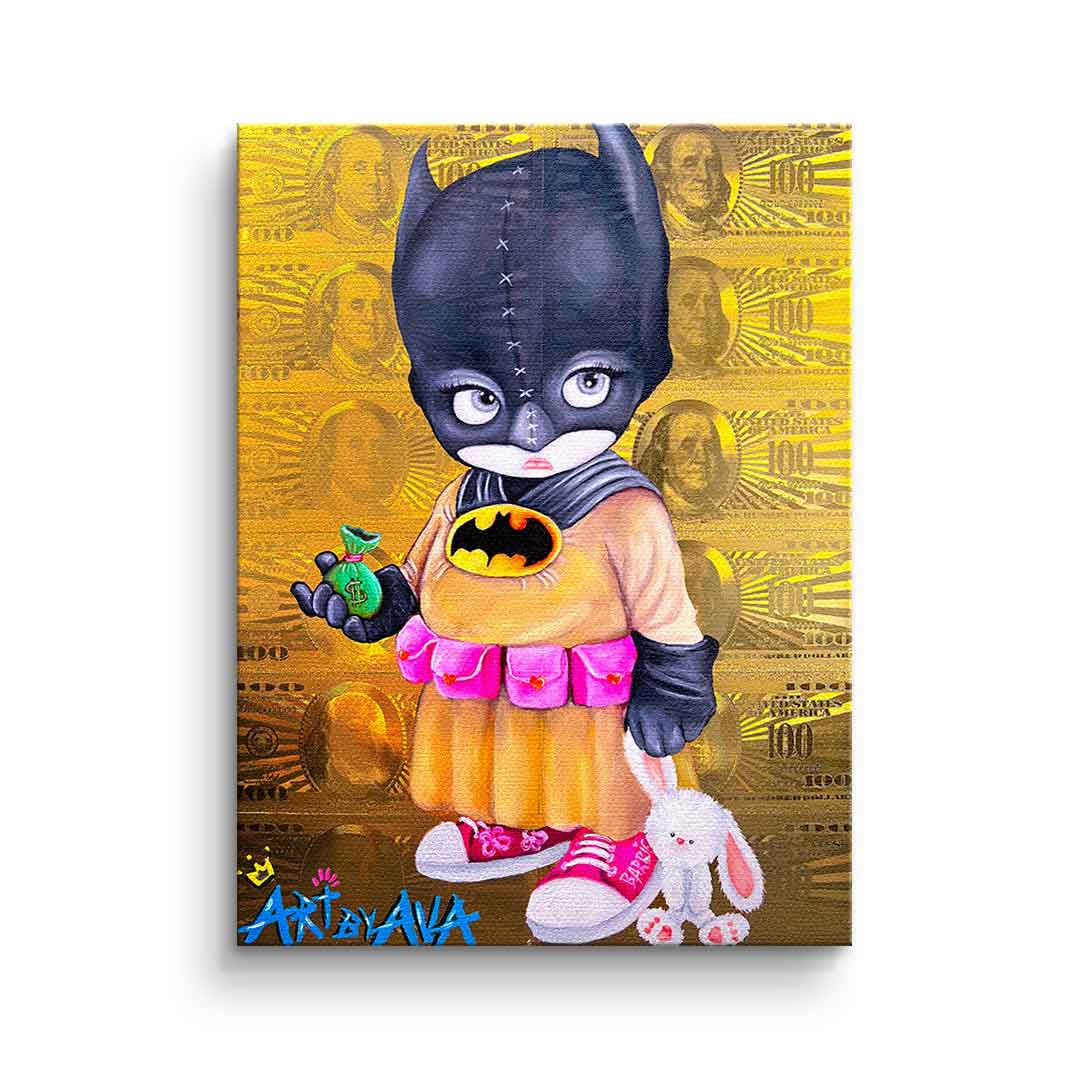 Canvas Art Batman Money Kid Gold money hustle cartoon style
