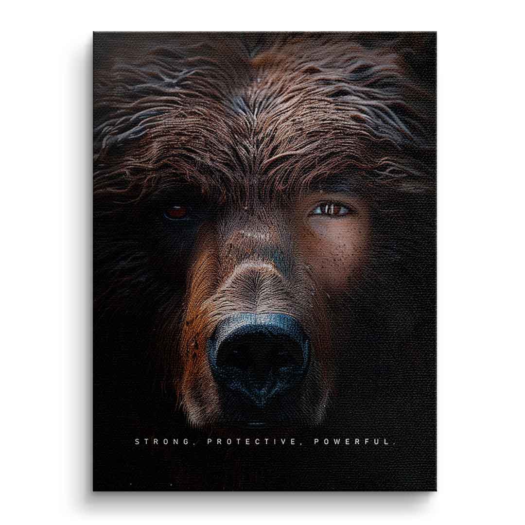 Canvas Art Bear Fusion Motivation Art Print Wall Art