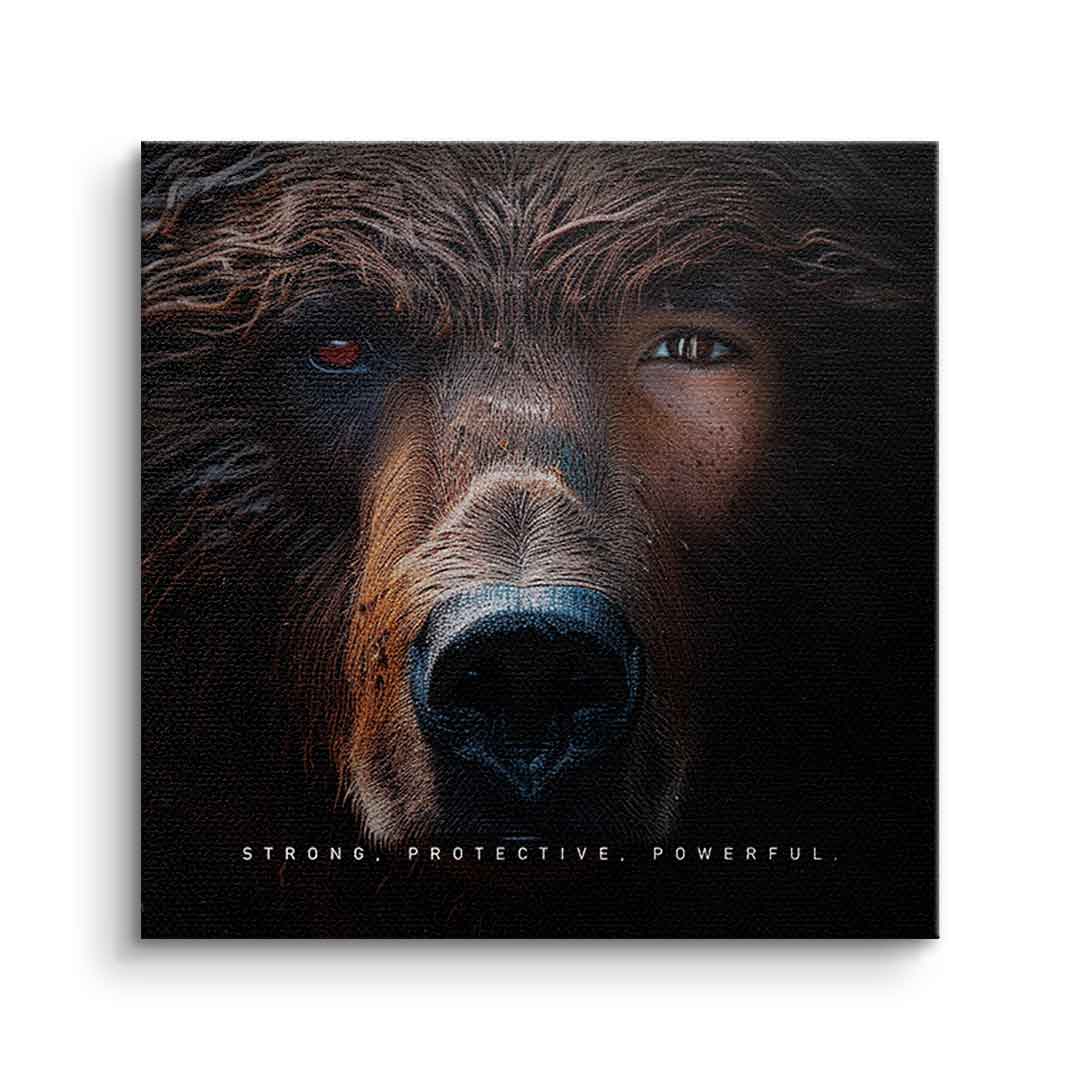 Canvas Art Bear Fusion Motivation Art Print Wall Art