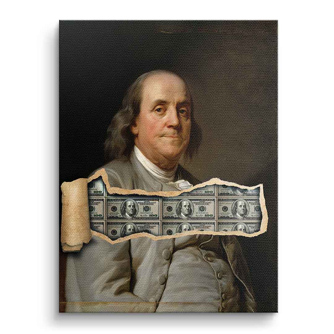 Leinwandbild Benjamin's Money Wandbild Kunstdruck – DOTCOMCANVAS®