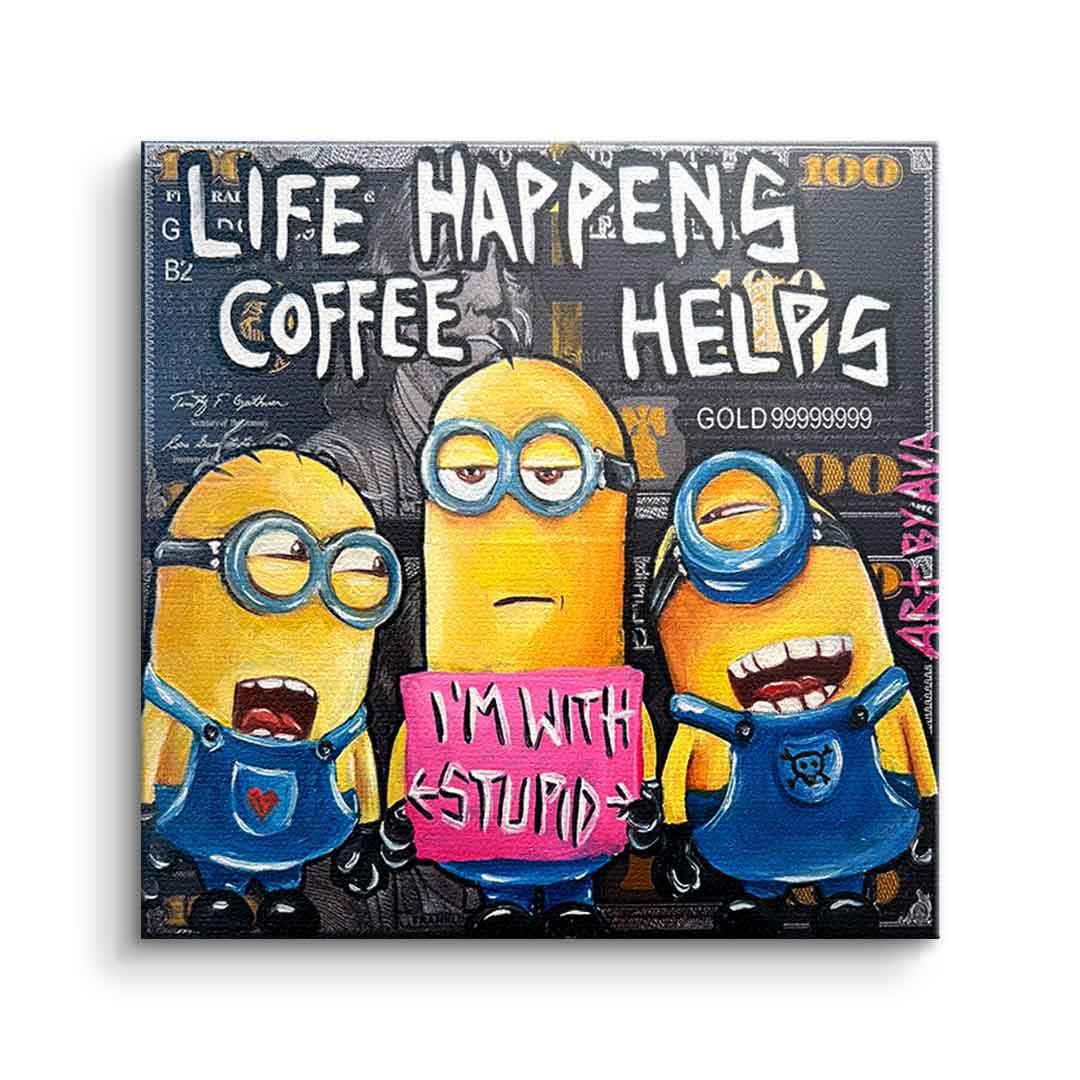 Leinwandbild Coffee helps Minions Comic Cartoon Wandbild Kunstdruck ...