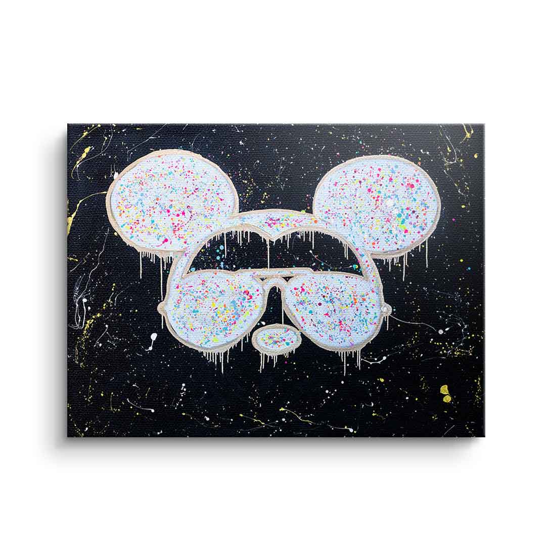 Leinwandbild Cool Ear Comic Pop Art Comic Maus Mouse schwarz weiß