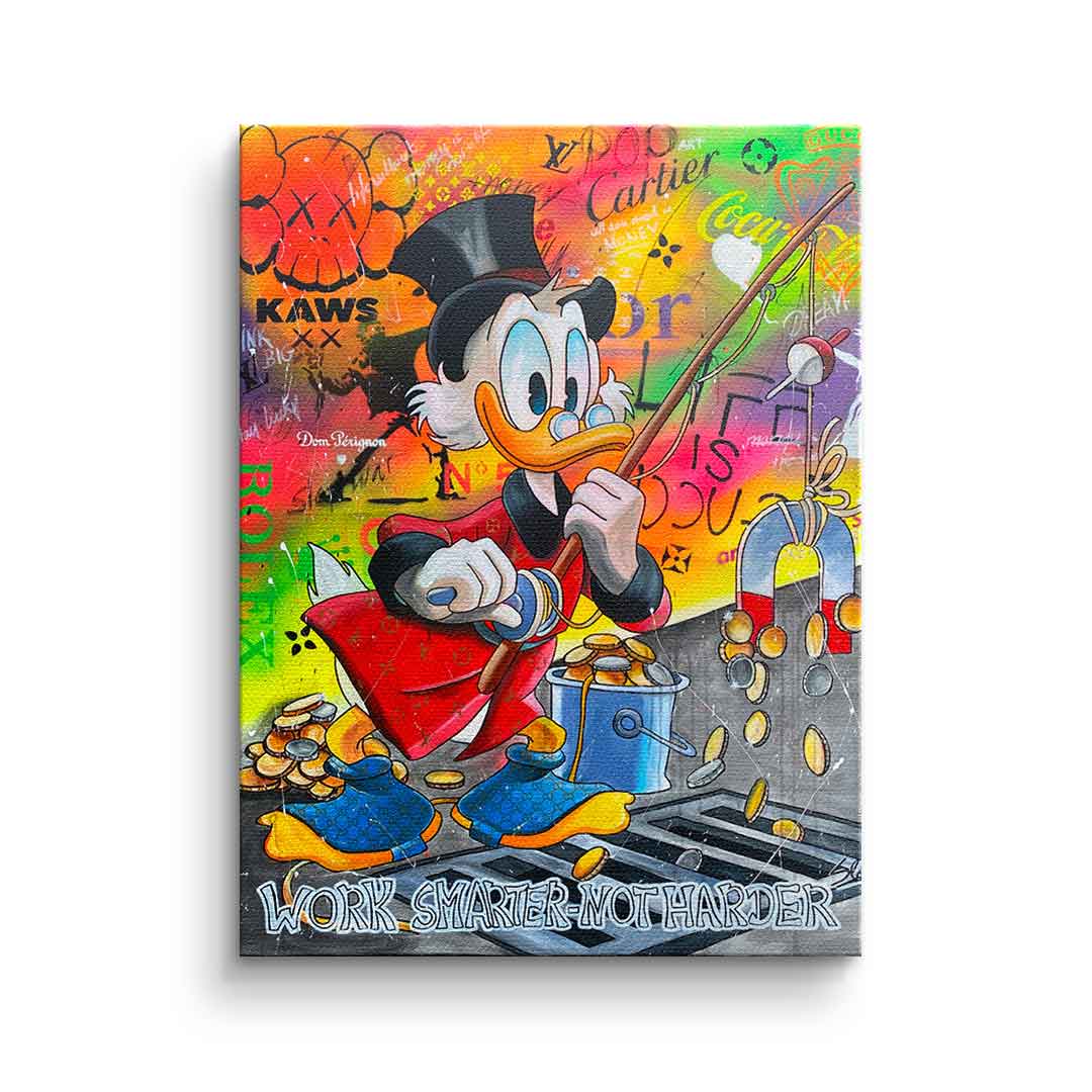 Leinwandbild Dagobert Duck Comic Cartoon Work smarter not harder ...