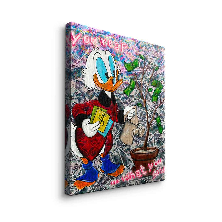 Leinwandbild Dagobert Duck Comic Geld hustle Motivation