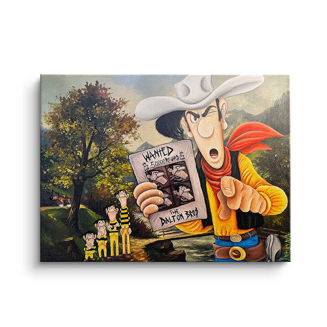 Canvas Art The Daltons on the run Lucky Luke comic cartoon across