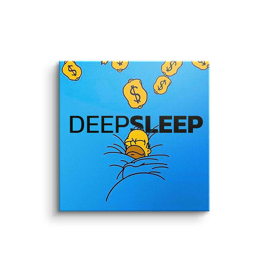 Leinwandbild Die Simpsons Homer Simpson Deep Sleep Geld blau comic
