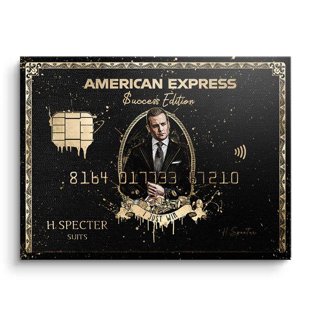 Leinwandbild Harvey Specter Suits American Express AMEX Card schwarz