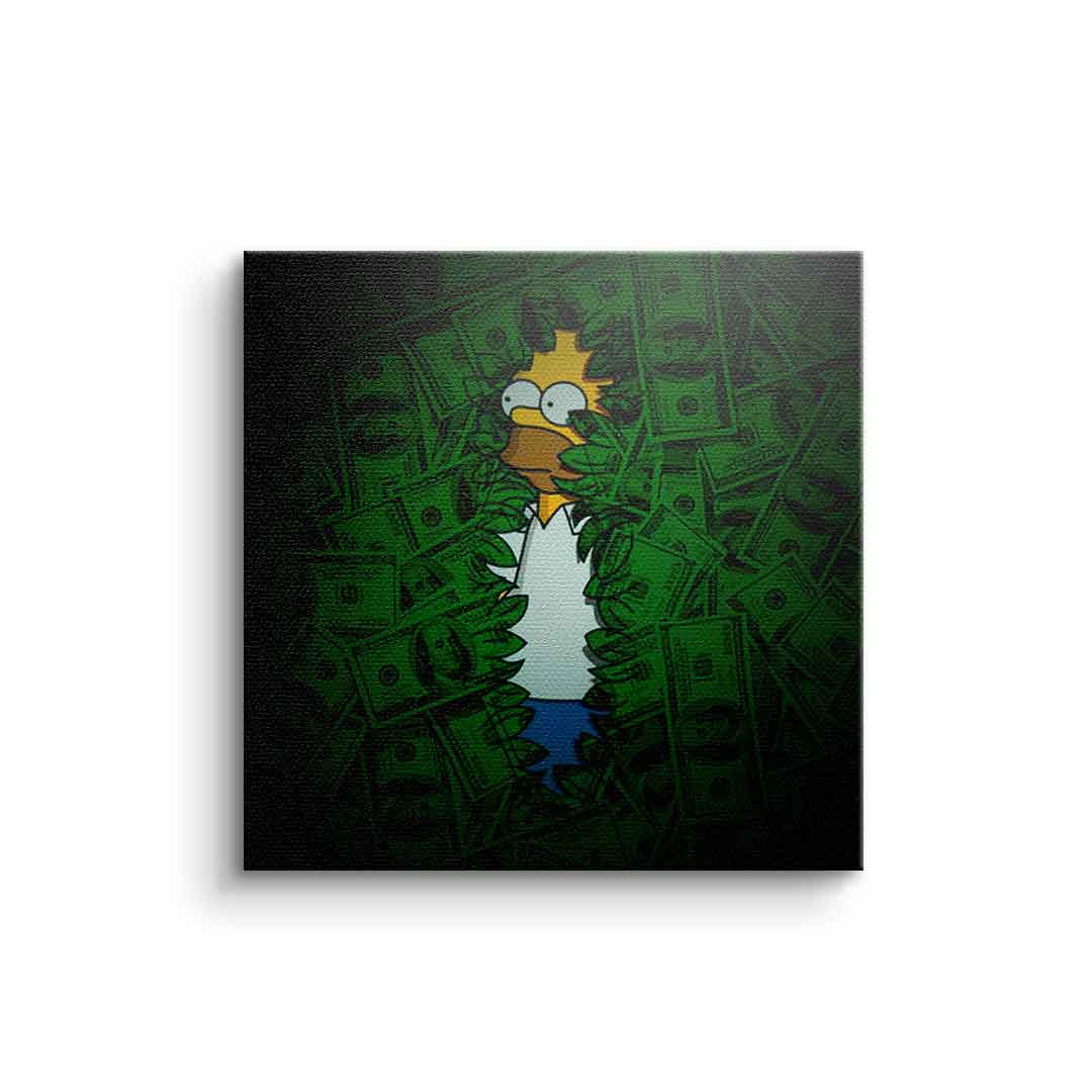 Leinwandbild Homer Simpson Die Simpsons Geld Hustle grün comic money