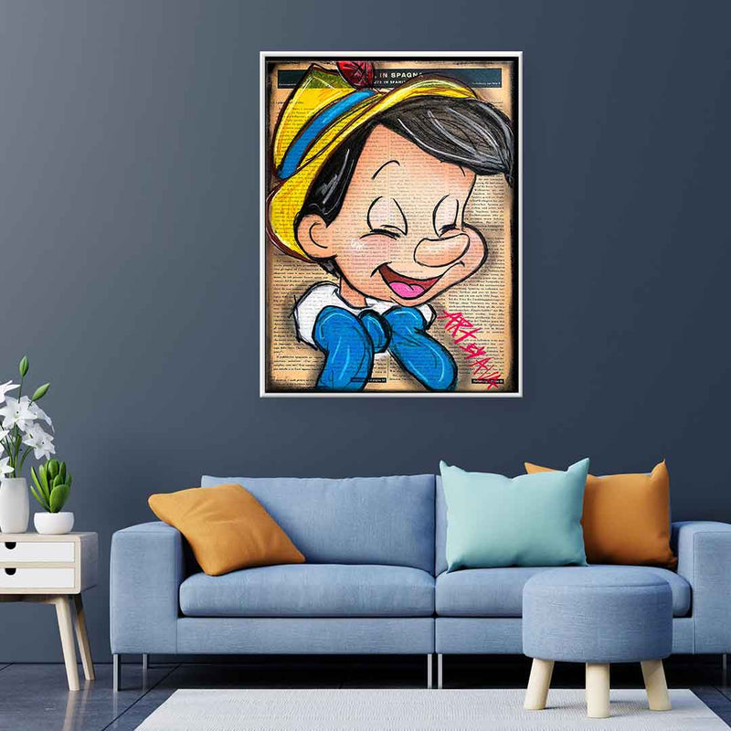 Leinwandbild Lovely Pinocchio Comic Cartoon Portrait Zeichentrickfilm