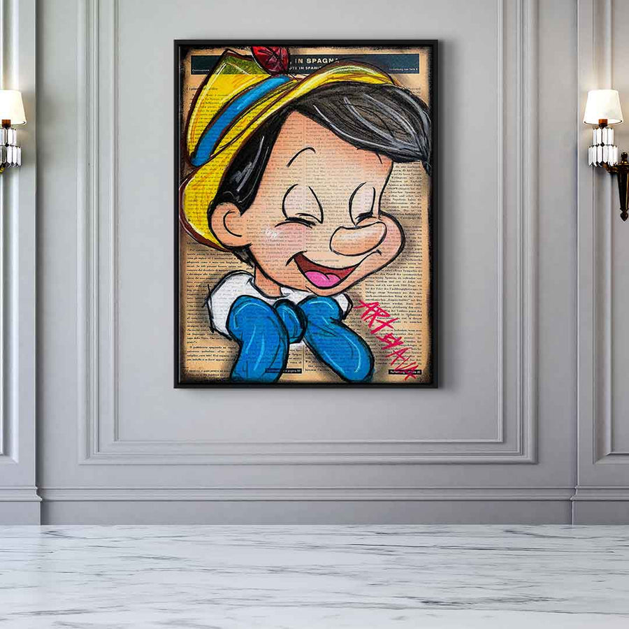 Leinwandbild Lovely Pinocchio Comic Cartoon Portrait Zeichentrickfilm
