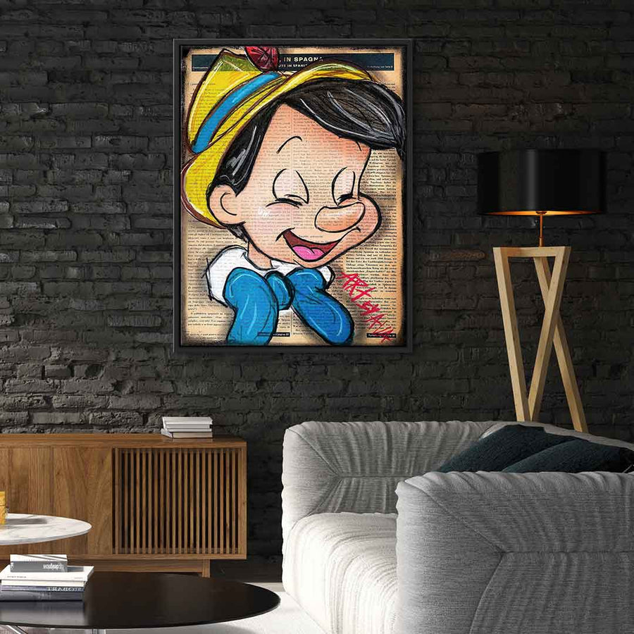 Leinwandbild Lovely Pinocchio Comic Cartoon Portrait Zeichentrickfilm