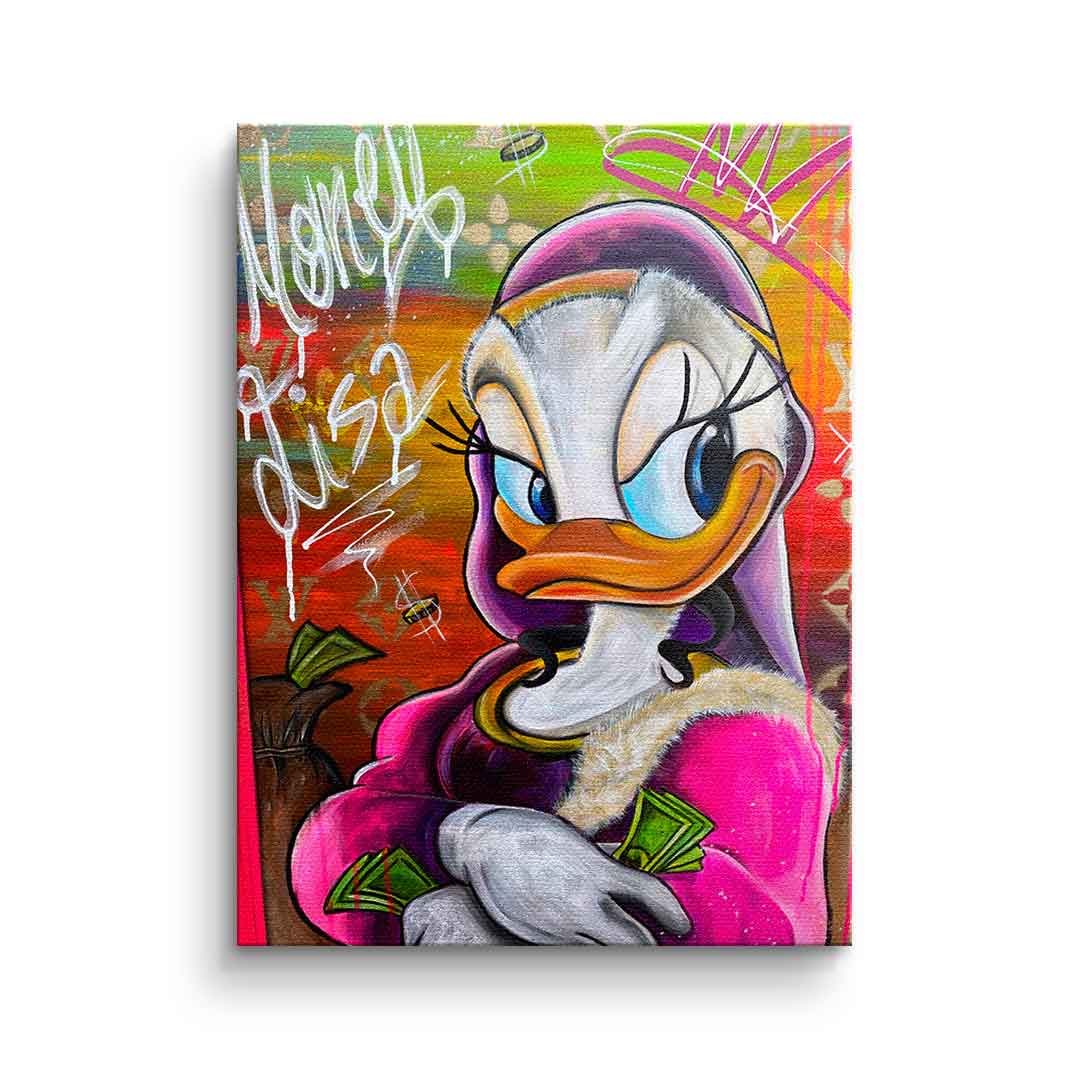 Canvas Art Money Lisa Duck Comic Portrait Daisy Duck Mona Lisa