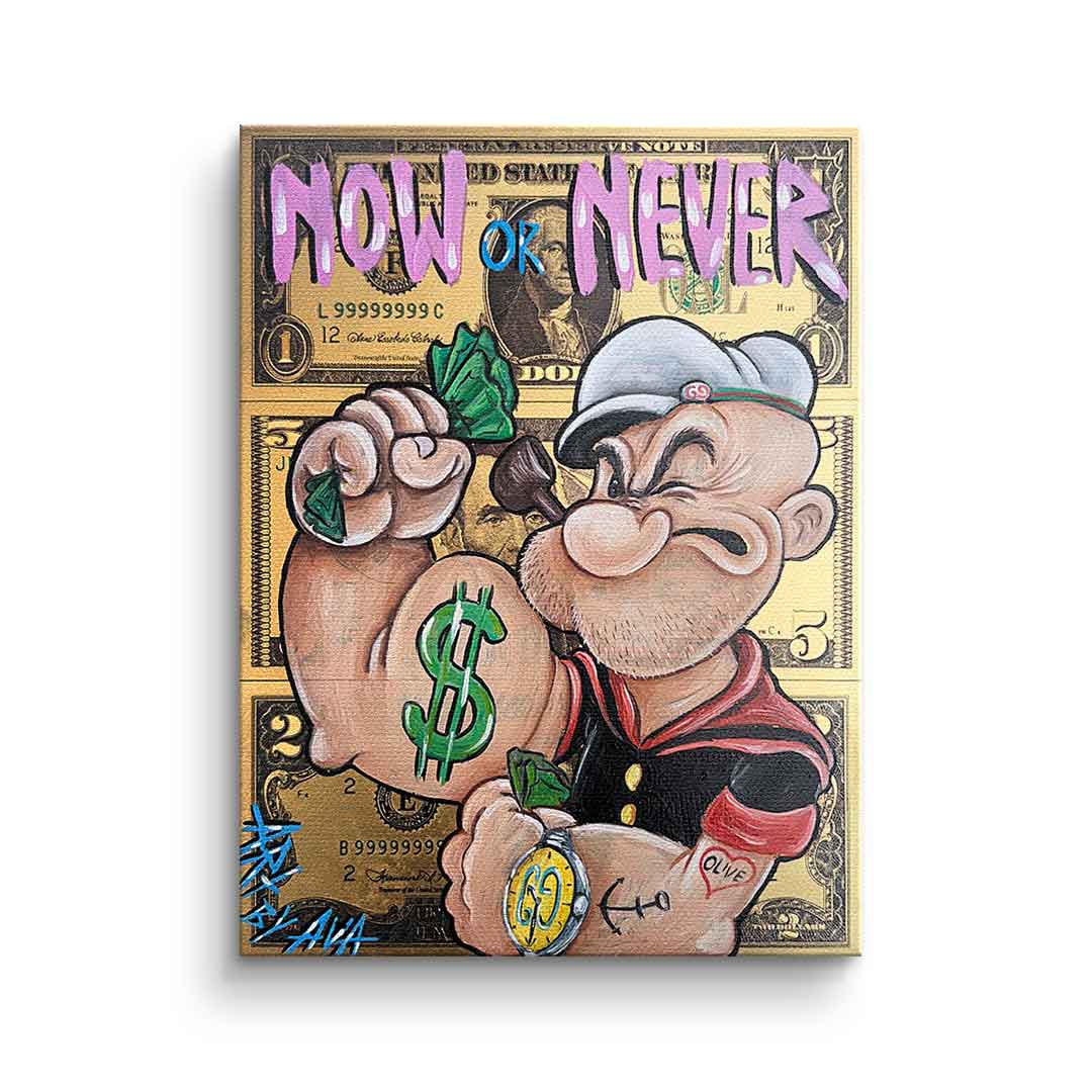 Canvas Art Now or never Popeye comic gold Wall Art Banknote