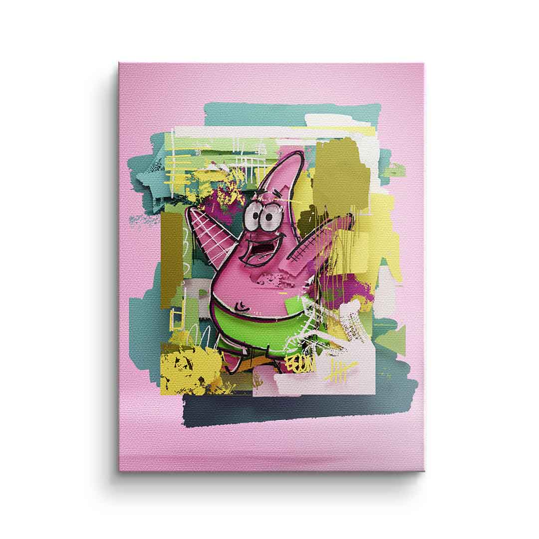 Leinwandbild Patrick Star Unterwasserheld Comic Cartoon Pop Art rosa ...