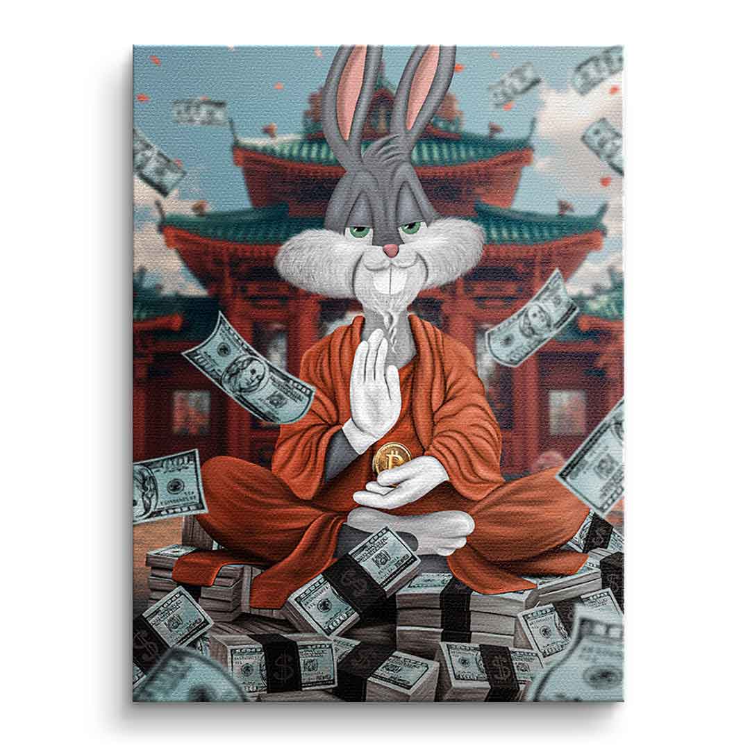 Leinwandbild Peace Bunny Geld Hustle Bitcoin Comic Wandbild Kunstdruck ...