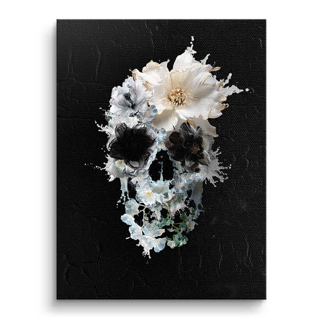 Canvas Art Splash Floral Skull Skull Portrait Wall Art