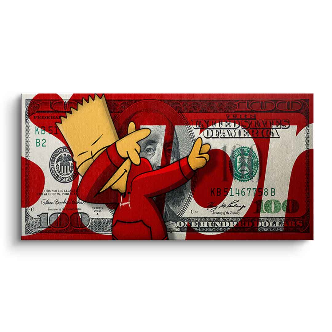 Canvas Art Supreme Bart Simpson dollar bill money panorama