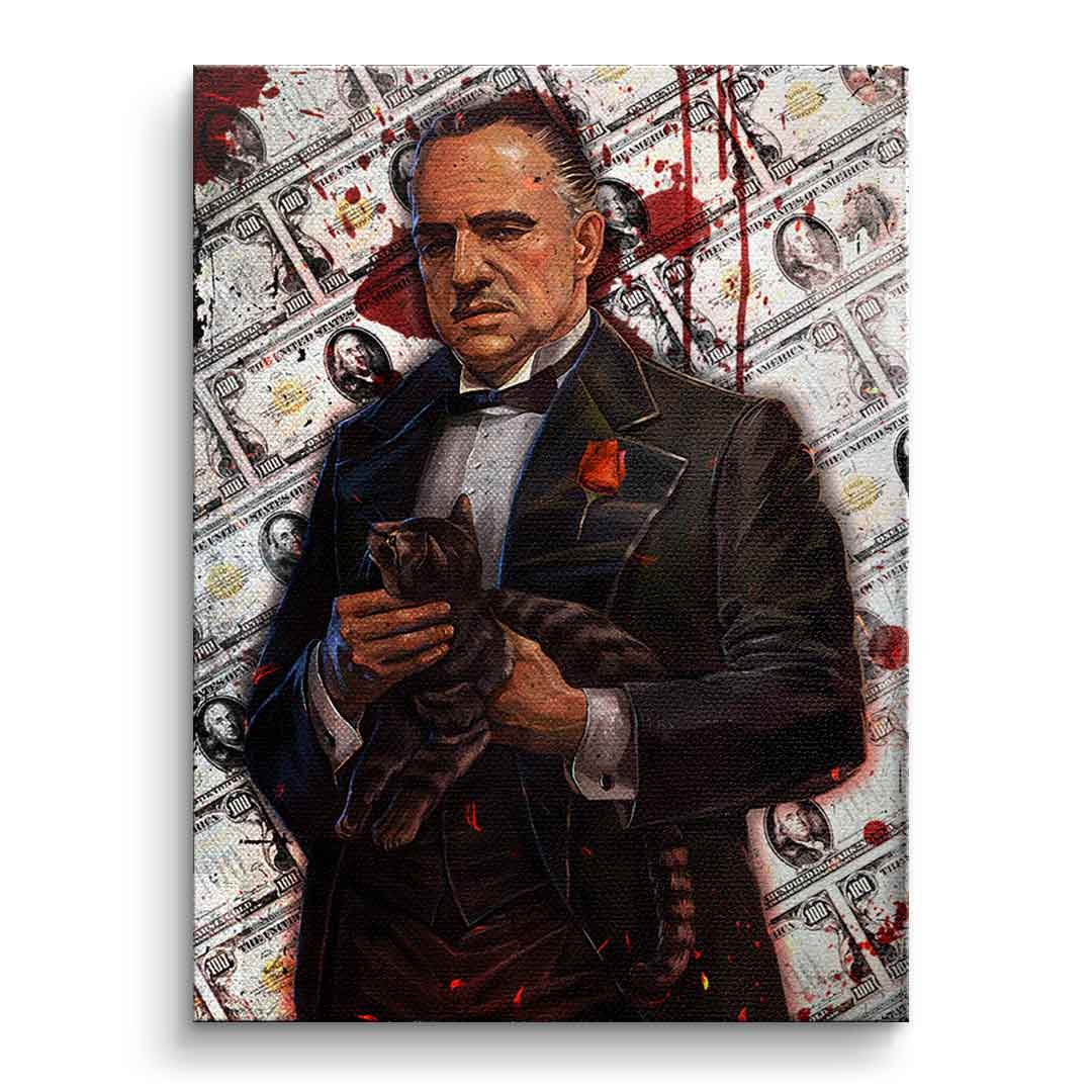 Canvas Art Vito Corleone Portrait Money The Godfather Wall Art