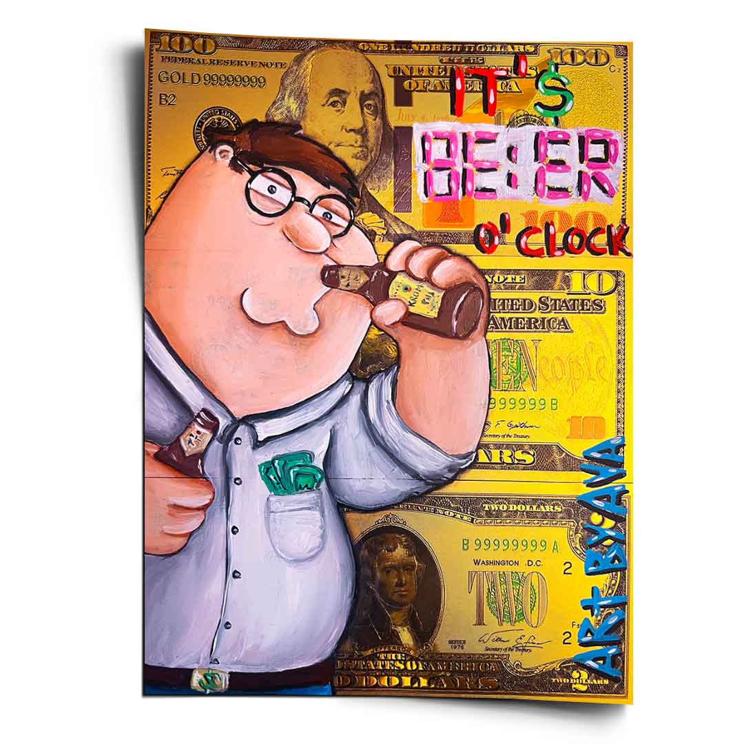 Poster Beer o'clock Comic Cartoon Wandbild Kunstdruck