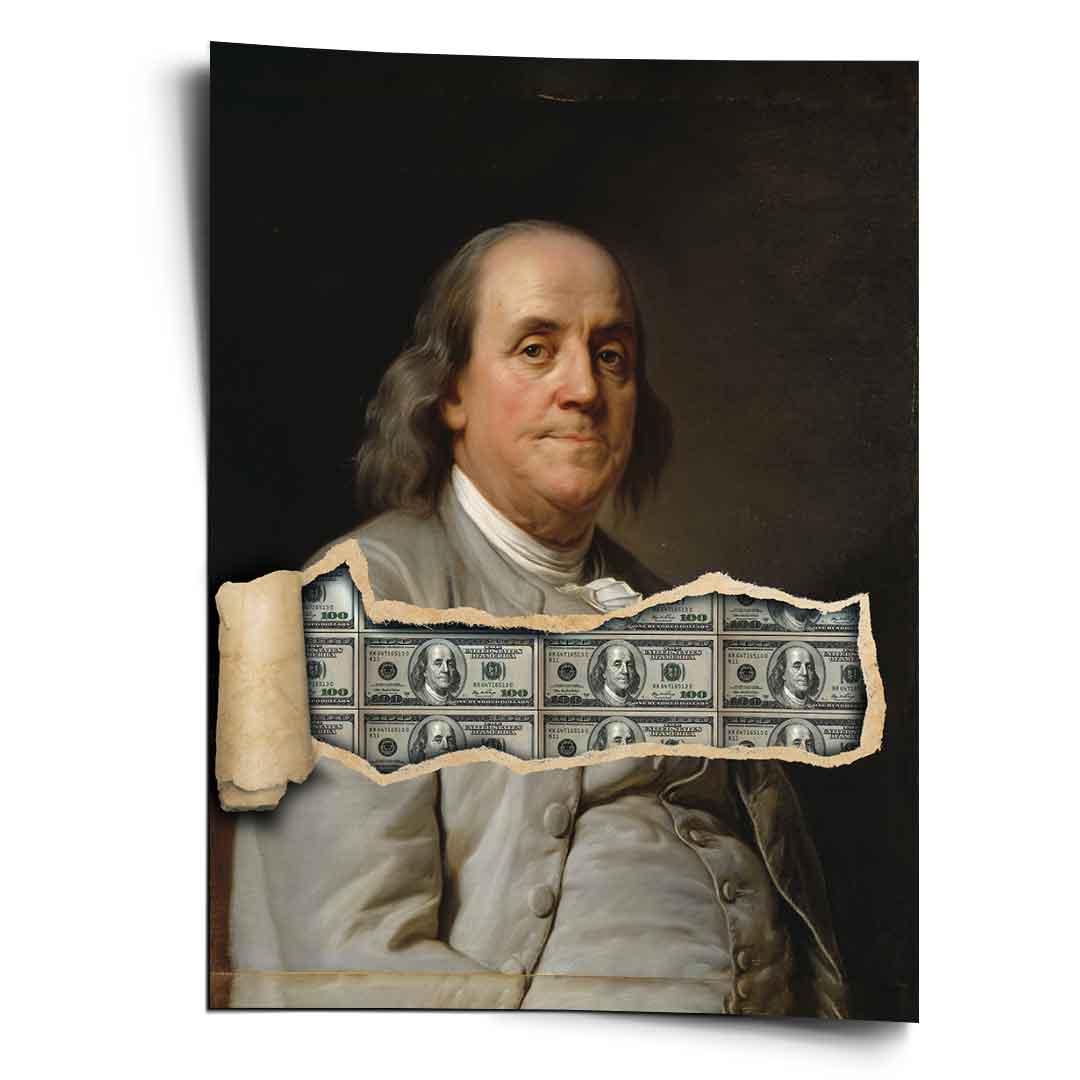 Poster Benjamin's Money Franklin Portrait Wandbild Kunstdruck ...