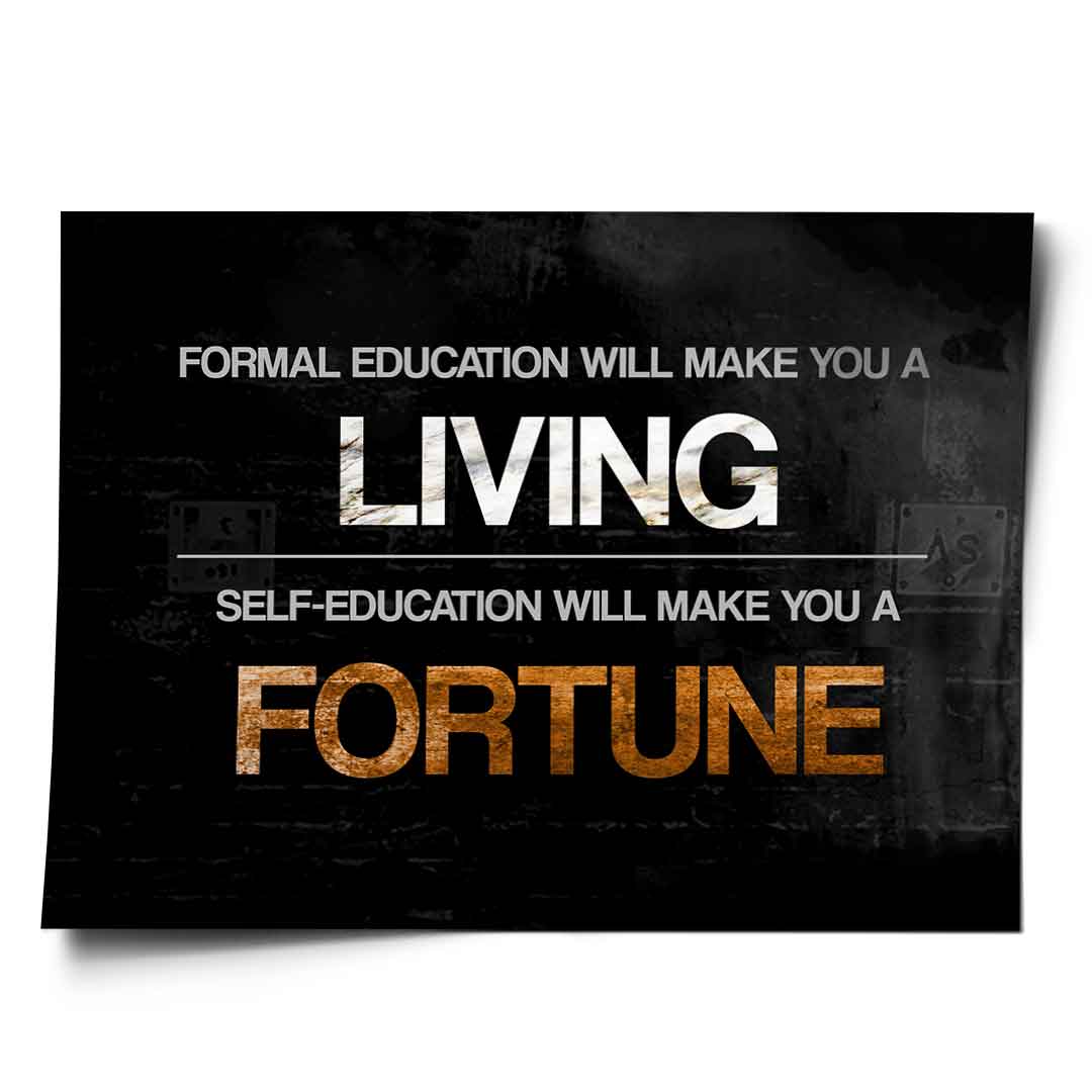Poster Formal Education vs Self-Education schwarz Motivation Kunstdruck ...