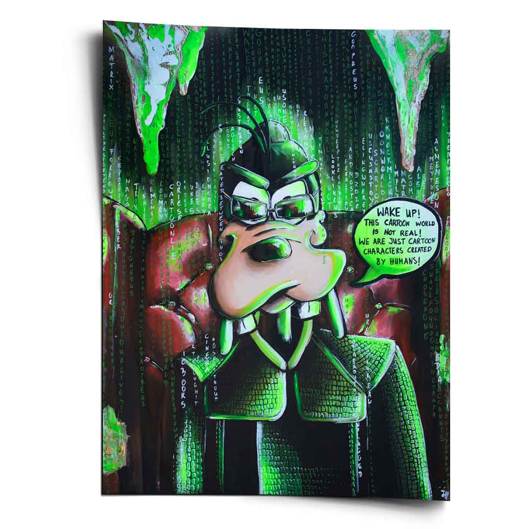 Poster Goopheus Matrix Goofy comic cartoon grün Kunstdruck Wandbild