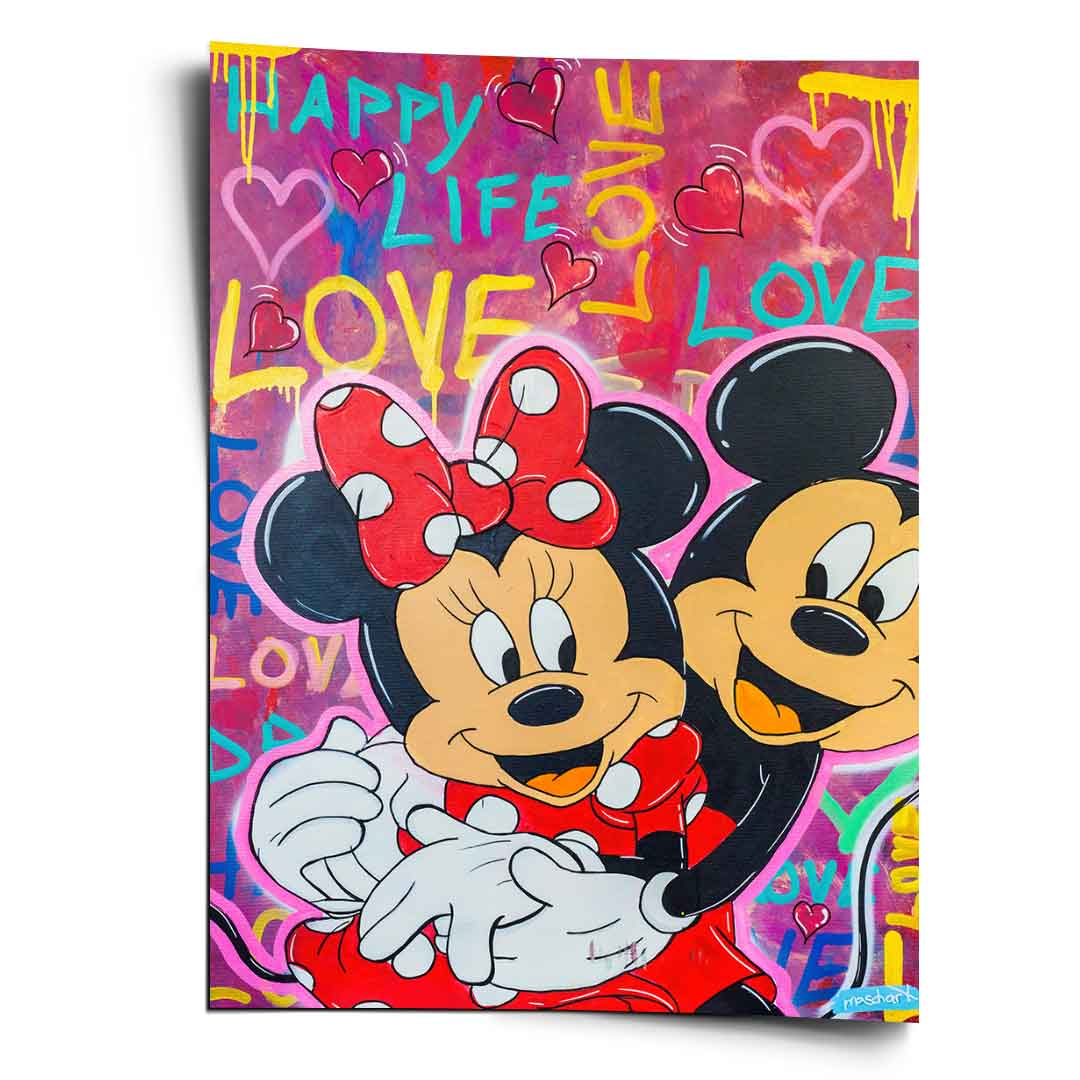 Happy Life poster, comic mouse pop art print Wall Art