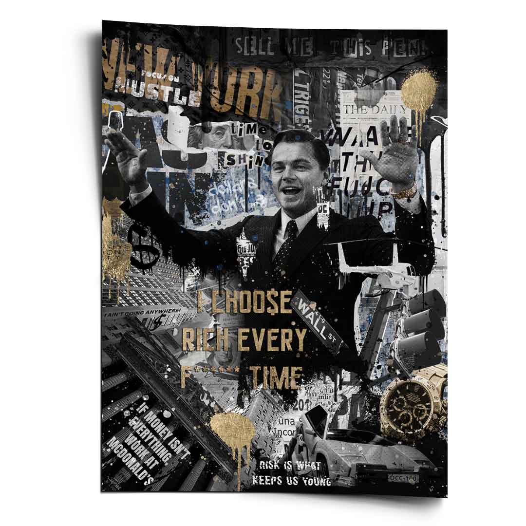 Poster I CHOO$E RICH Wolf of Wall Street Mindset Success Wall Art
