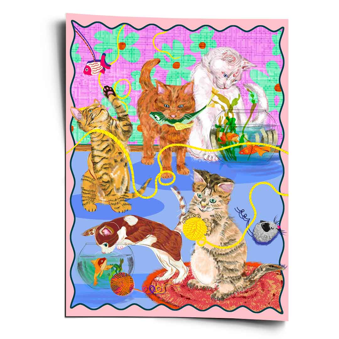 Poster Kitten Playground Wandbild Kunstdruck – DOTCOMCANVAS®
