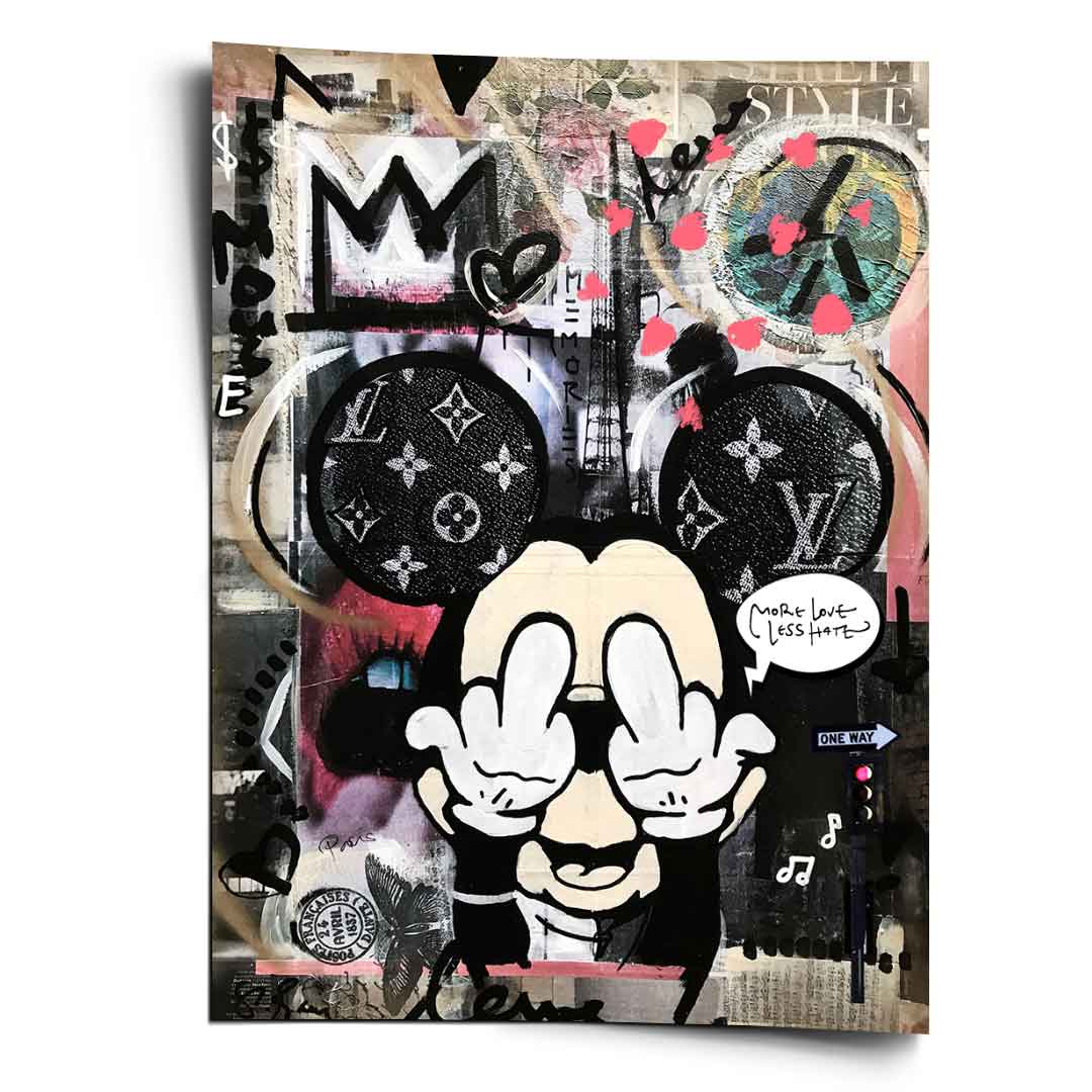Poster Less Hate Mickey Mouse Comic Cartoon Art Print Wall Art