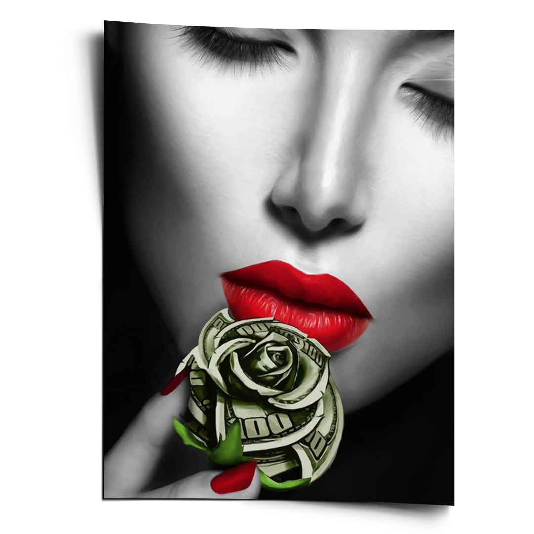 Poster Money Rose Girl Wandbild Kunstdruck – DOTCOMCANVAS®