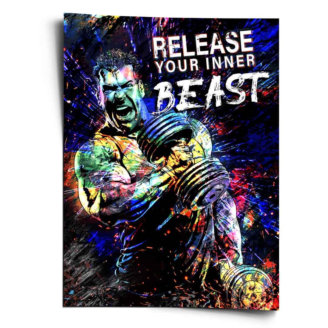 Poster Release your inner Beast Motivation Kunstdruck Wandbild
