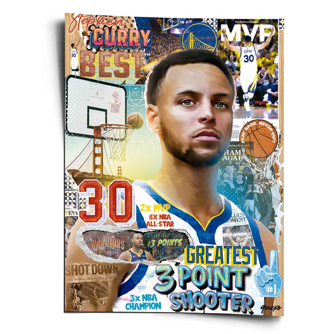 Poster Stephen Curry Basketball NBA Portrait Art Print Wall Art