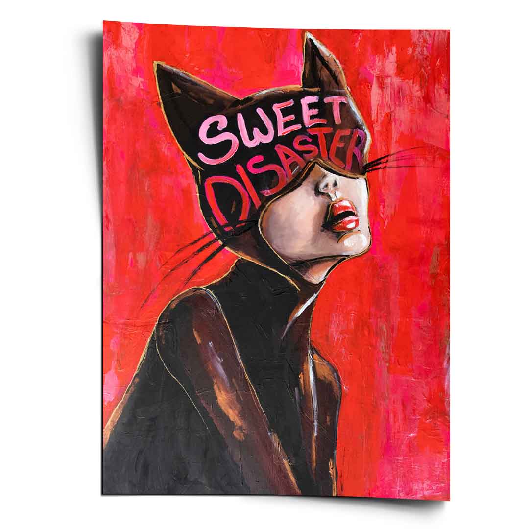 Poster Sweet Disaster Catwoman orange portrait art print Wall Art