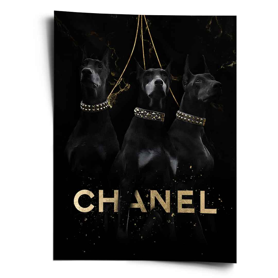 Poster Three Luxury Dogs Chanel black noble elegant Wall Art