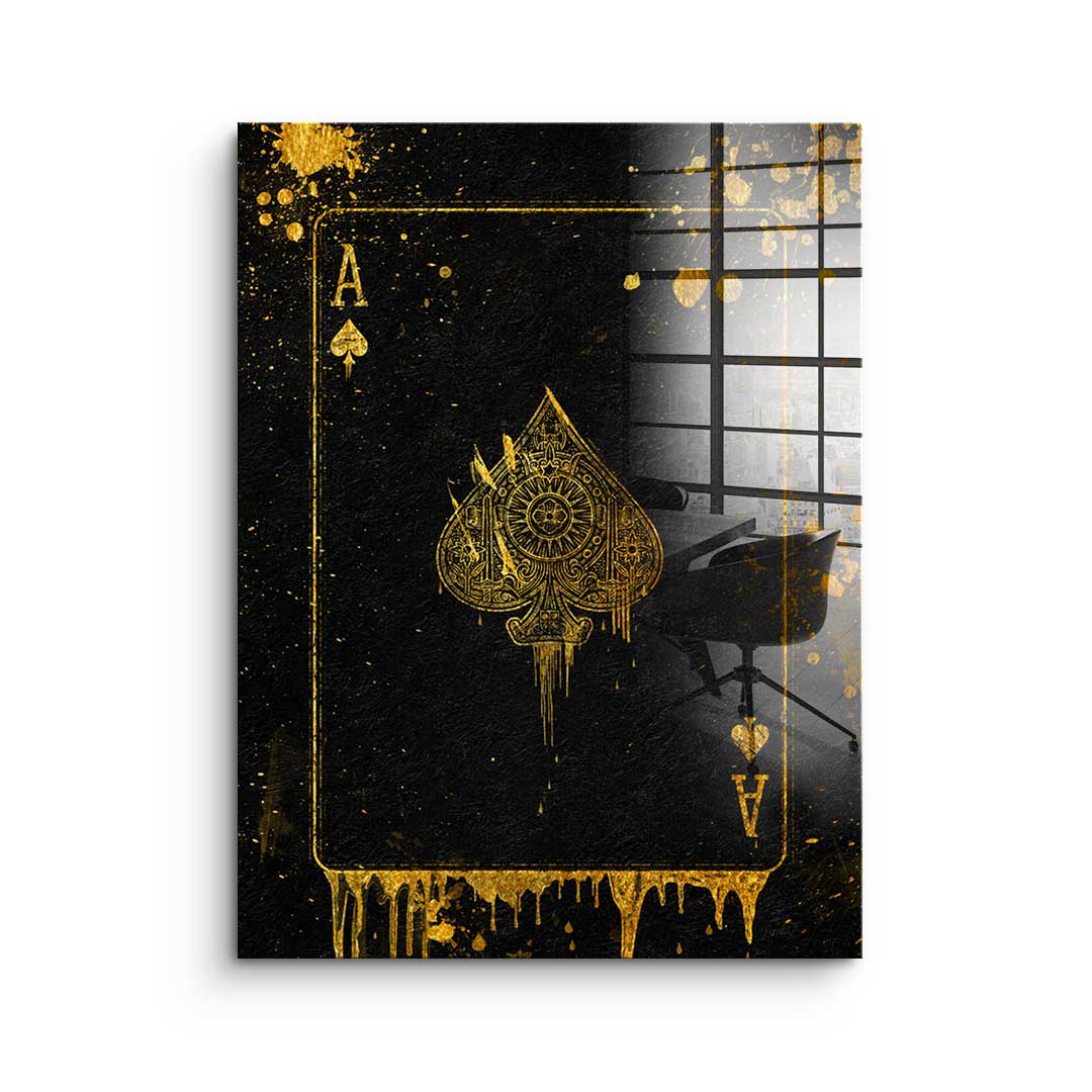 Acrylic Glass Art Ace Card black gold Ace Card noble elegant with premium